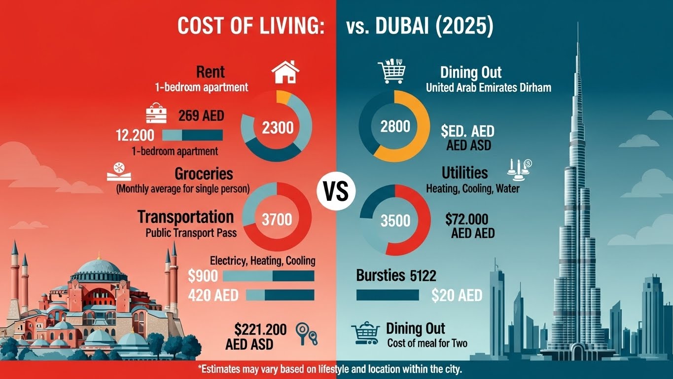 Turkey vs Dubai Cost of Living 2025 Comparison